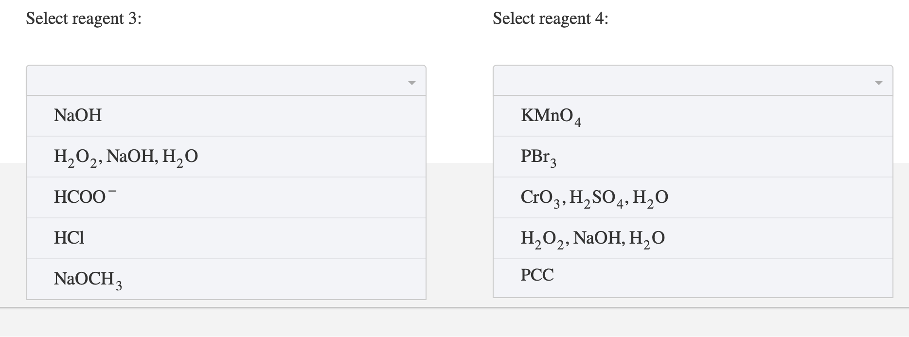 Solved In each reaction box, select the best reagent and | Chegg.com