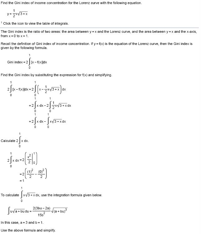 Solved Find the Gini index of income concentration for the | Chegg.com