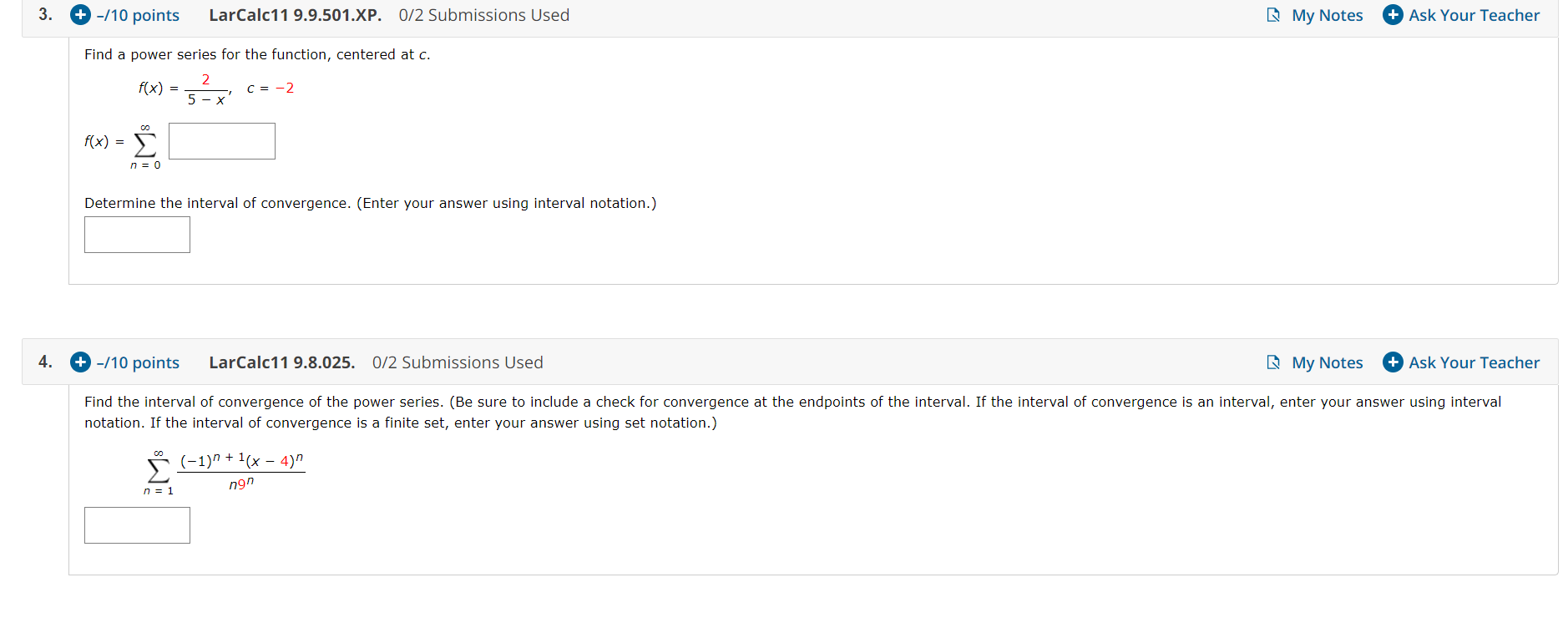Solved 3. + -/10 points LarCalc11 9.9.501.XP. 0/2 | Chegg.com Solved 3. + -/10 points LarCalc11 9.9.501.XP. 0/2 | Chegg.com
