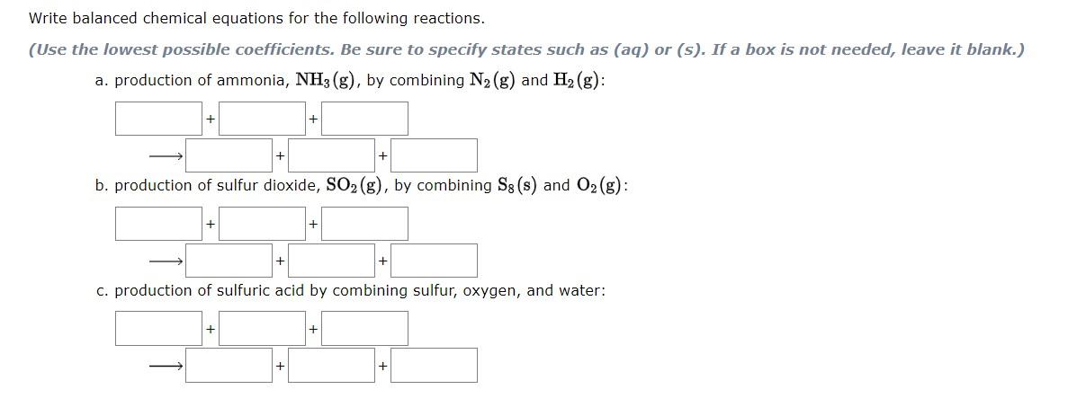 Solved Nrite balanced chemical equations for the following | Chegg.com