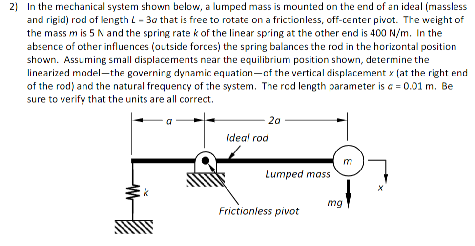 Solved 2) In the mechanical system shown below, a lumped | Chegg.com