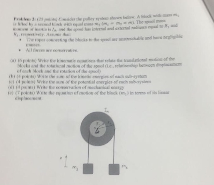 Solved Consider the pulley system shown below. A block with | Chegg.com