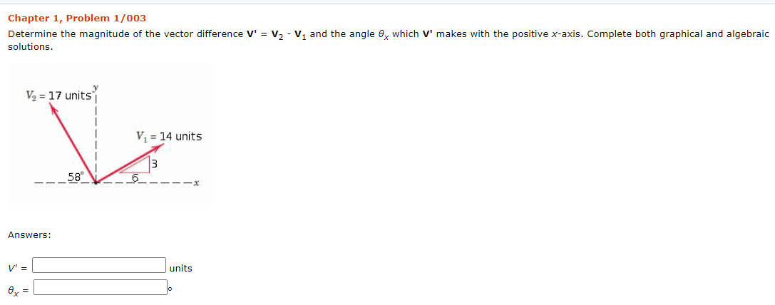 Solved Determine the magnitude of the vector difference V' = | Chegg.com