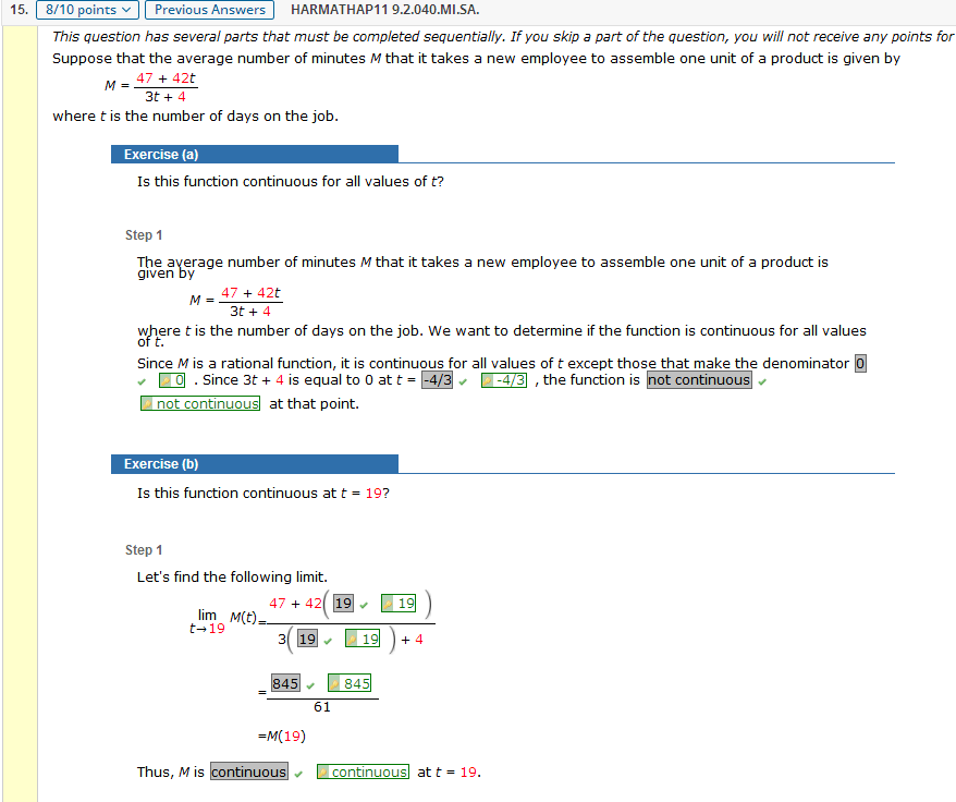 Solved 15. 8/10 points Previous Answers HARMATHAP11 | Chegg.com