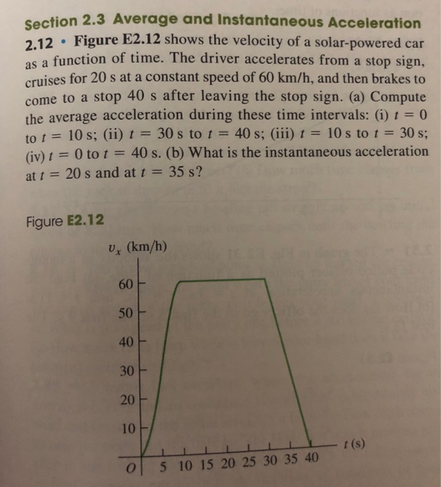 Solved Section 2.3 Average and Instantaneous Acceleration | Chegg.com