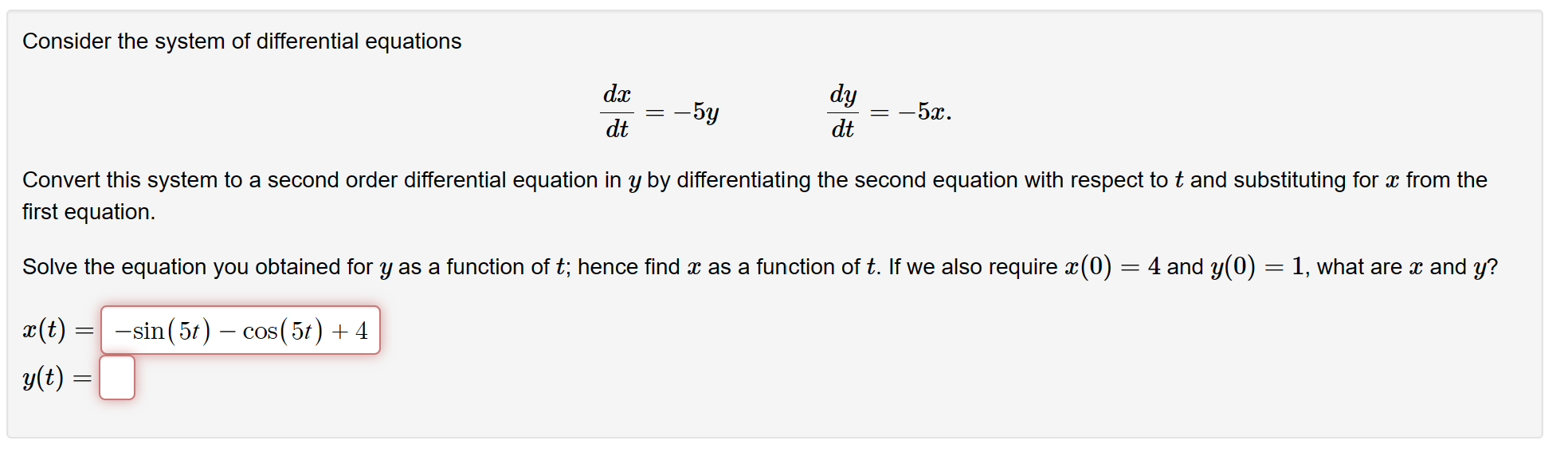 Solved Consider the system of differential equations | Chegg.com