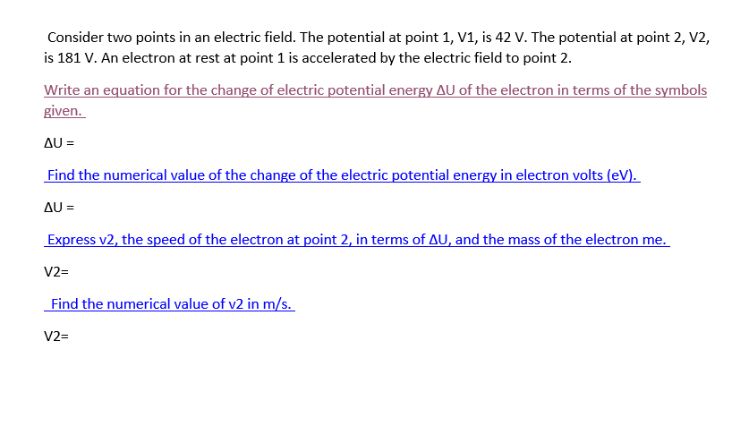 Solved Consider two points in an electric field. The | Chegg.com