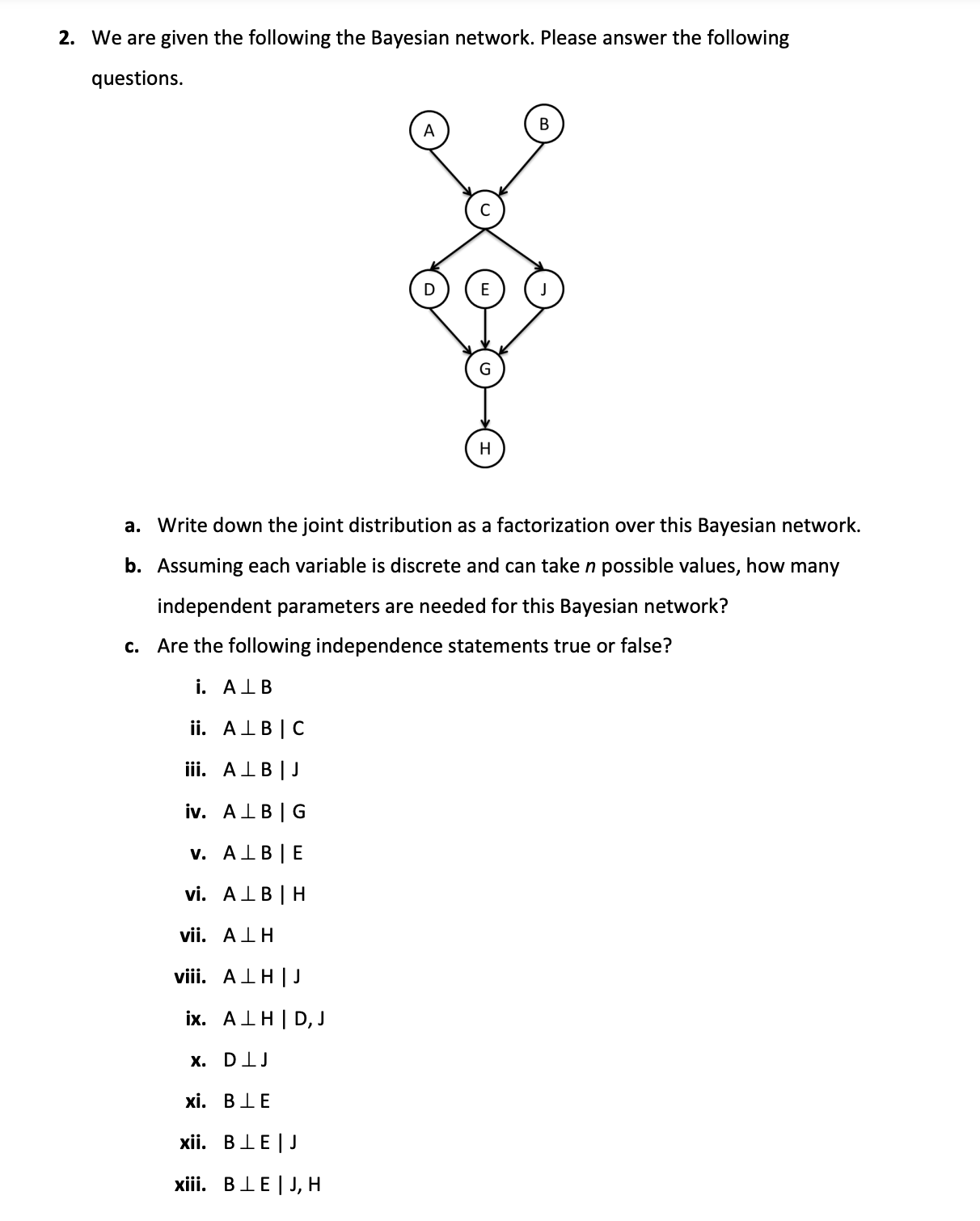 Solved We are given the following the Bayesian network. | Chegg.com