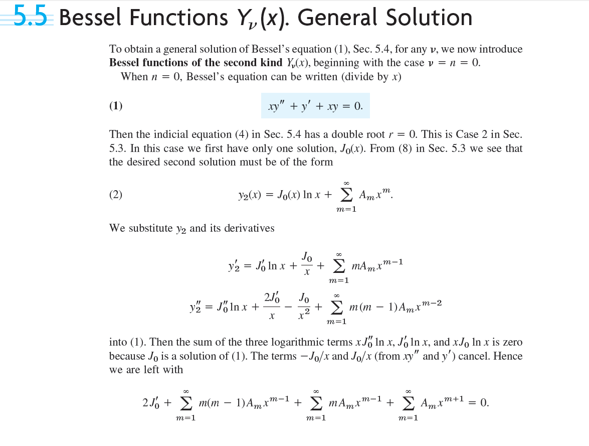 Solved 5.5 Bessel Functions Y, (x). General Solution To | Chegg.com