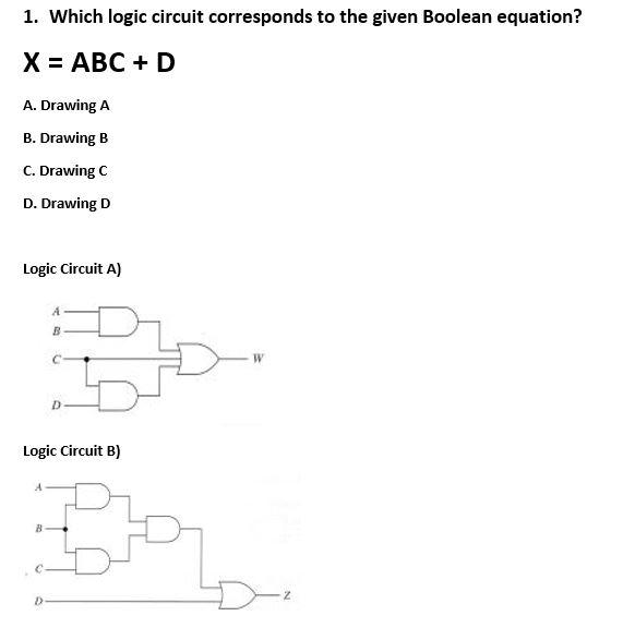 Solved 1. Which logic circuit corresponds to the given | Chegg.com