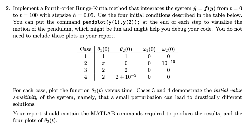 2. Implement a fourth-order Runge-Kutta method that | Chegg.com