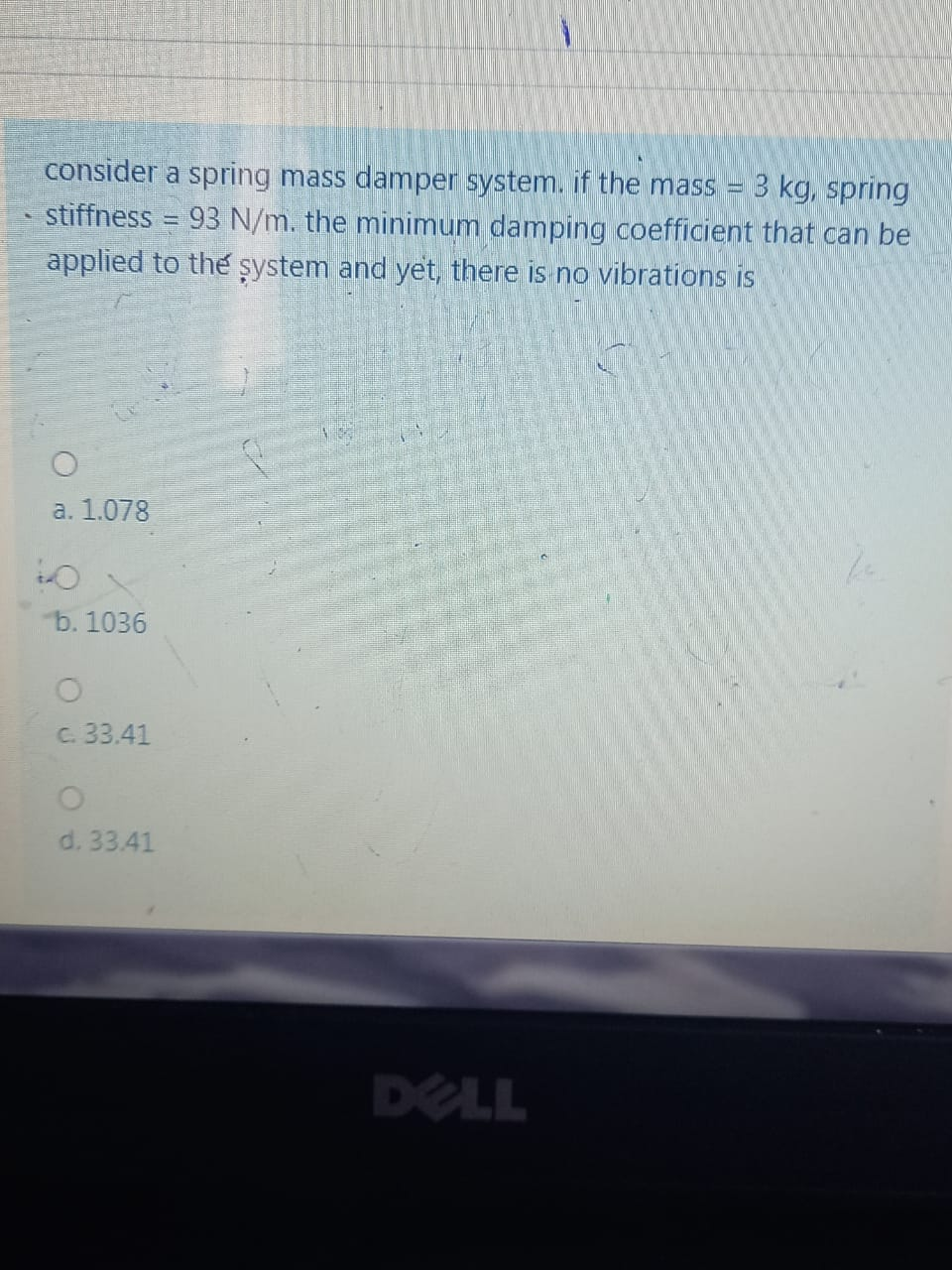 Solved consider a spring mass damper system. if the mass = 3 | Chegg.com