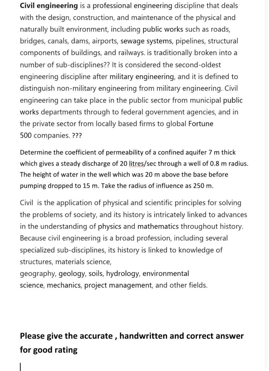 Solved Civil engineering is a professional engineering | Chegg.com