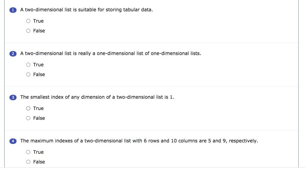 Solved A two-dimensional list is suitable for storing | Chegg.com