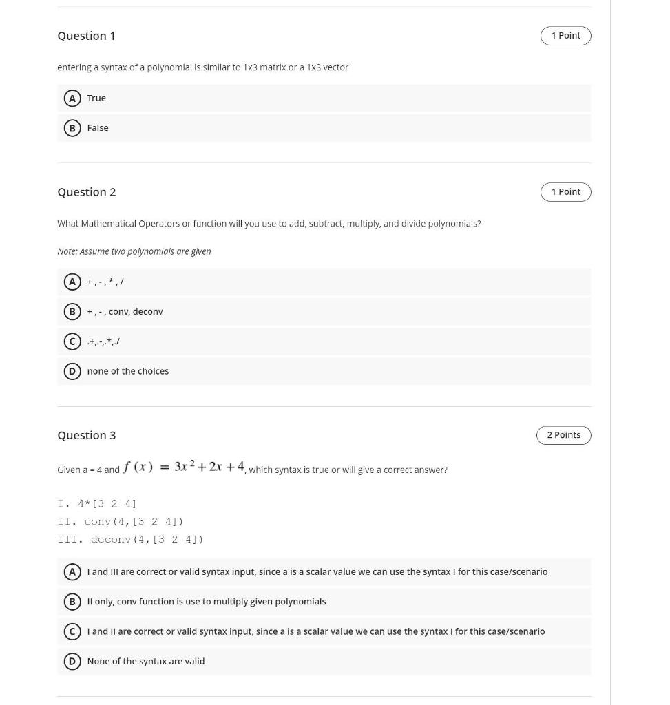 Solved Question 1 entering a syntax of a polynomial is | Chegg.com