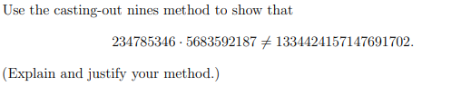 Solved Use the casting-out nines method to show that | Chegg.com