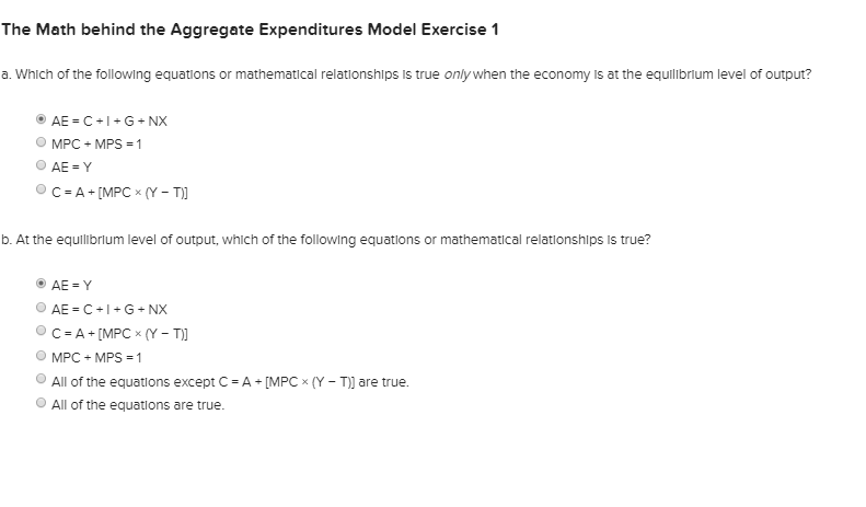 Solved The Math behind the Aggregate Expenditures Model | Chegg.com