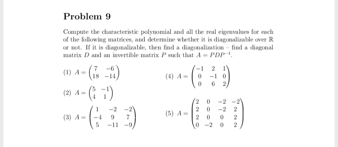 Solved Compute the characteristic polynomial and all the | Chegg.com