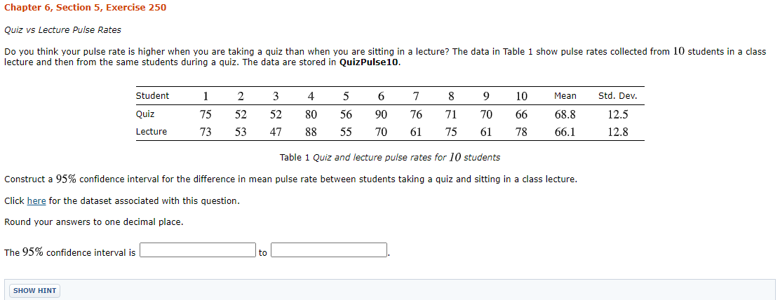 Solved Chapter 6, Section 5, Exercise 250 Quiz vs Lecture | Chegg.com