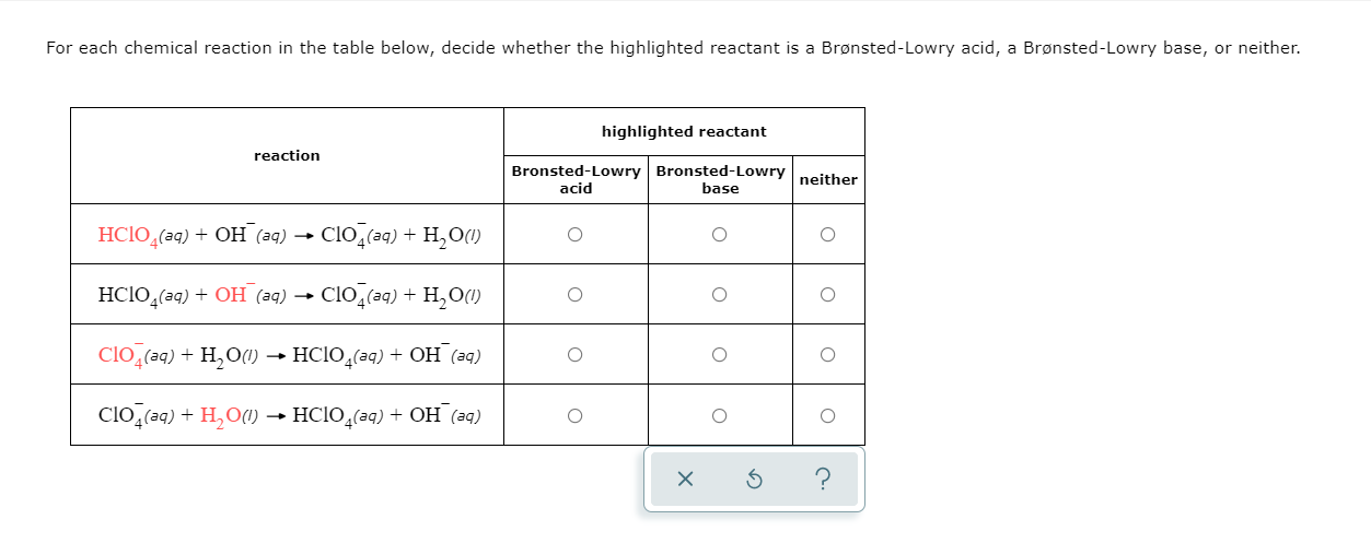 Solved For each chemical reaction in the table below, decide | Chegg.com