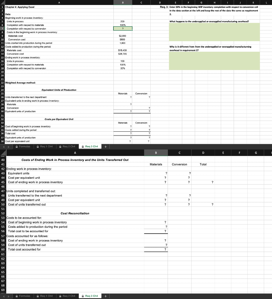 Solved A B C Name: 200 55% 30% 1 Chapter 4: Applying Excel 2 | Chegg.com