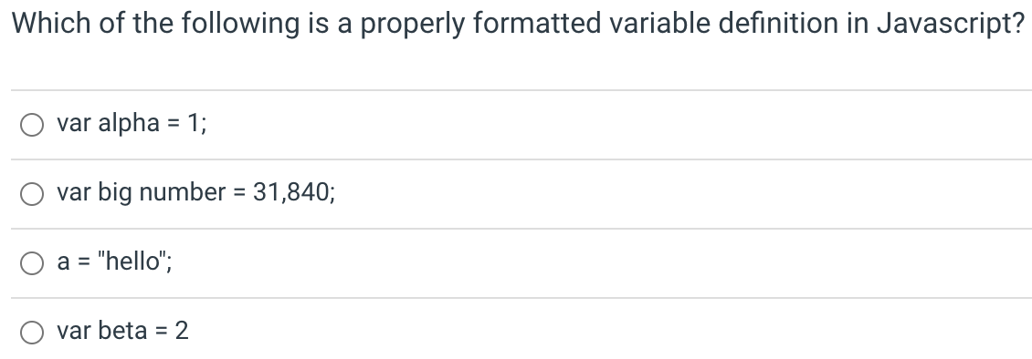 Solved Which of the following is a properly formatted | Chegg.com