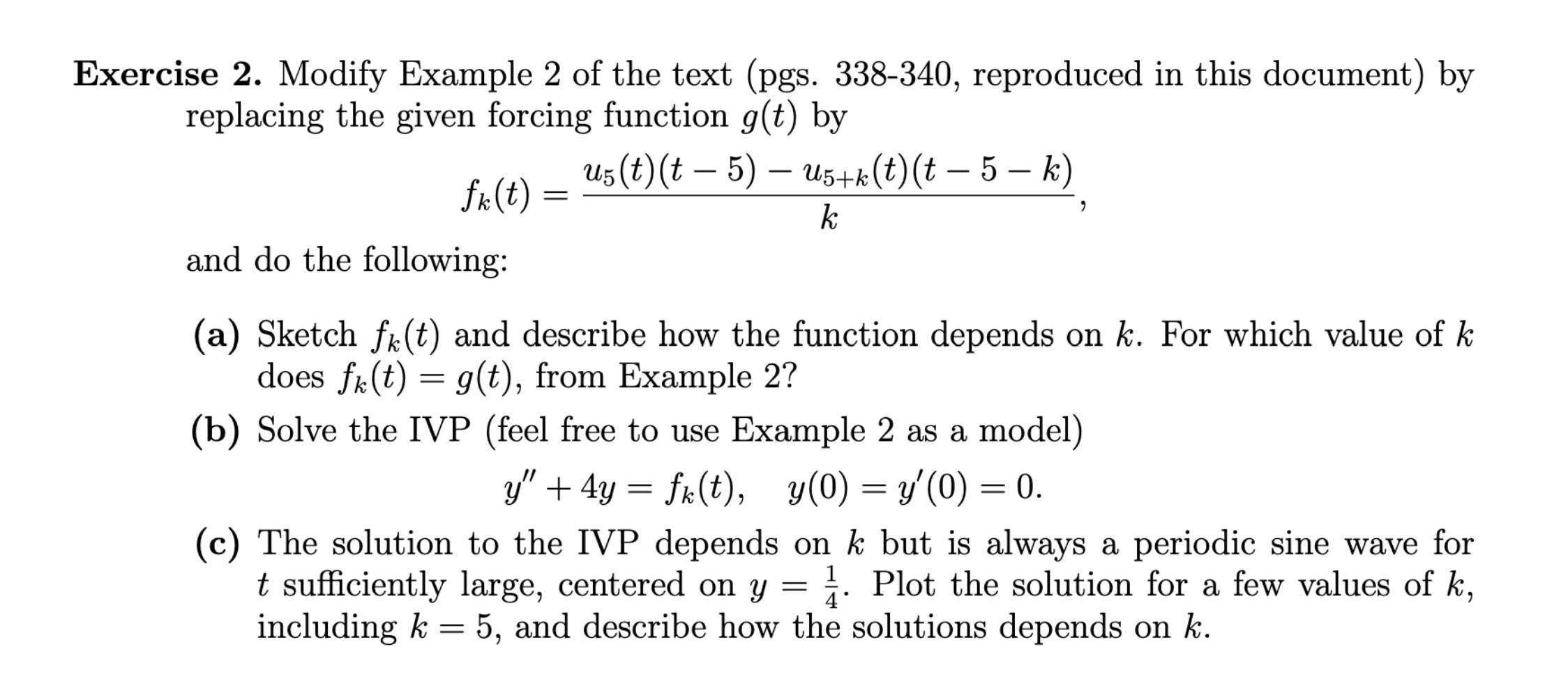 Exercise 2. Modify Example 2 of the text (pgs. | Chegg.com