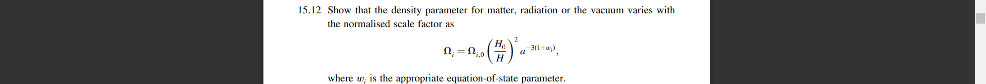 Solved 15.12 Show that the density parameter for matter, | Chegg.com