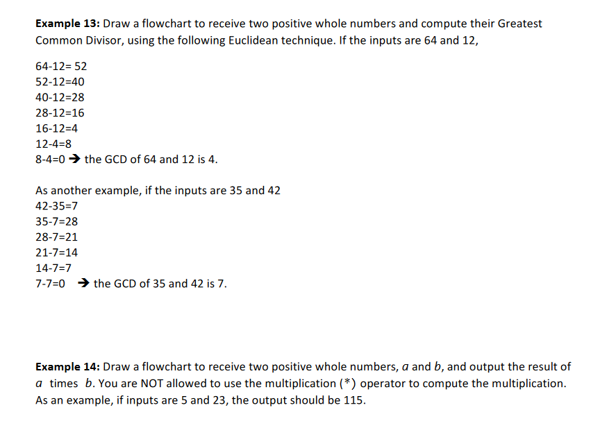 Solved Example 13: Draw a flowchart to receive two positive | Chegg.com