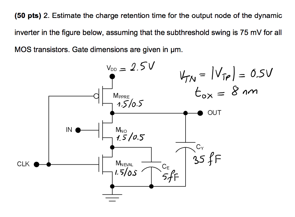 (50 pts) 2. Estimate the charge retention time for | Chegg.com