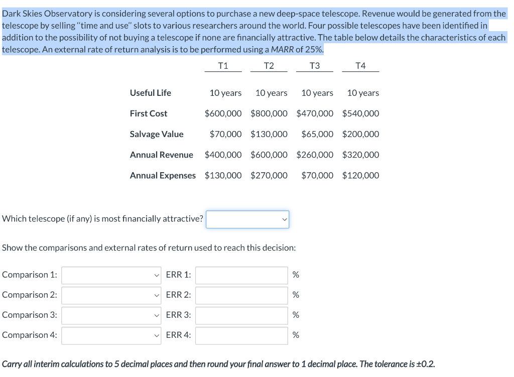 Please use these Comparisons to determine the ERR | Chegg.com