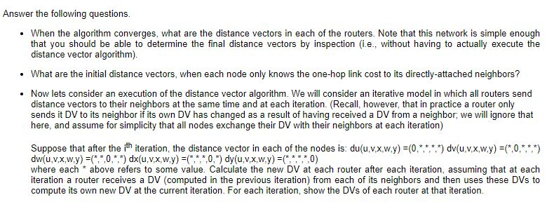 Solved Bellman Ford Distance Vector Algorithm For Computing