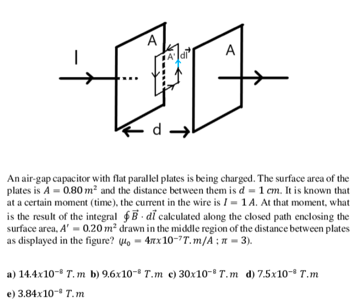 Solved A A TA'T An air-gap capacitor with flat parallel | Chegg.com