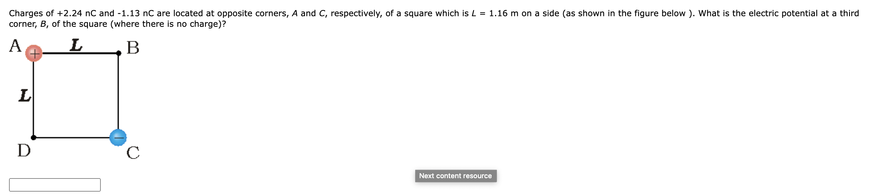 Solved corner, B, of the square (where there is no | Chegg.com