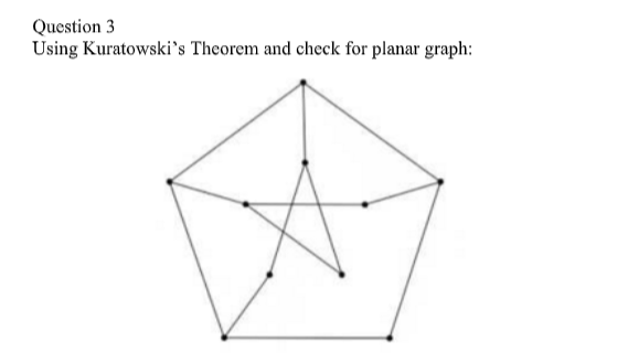 Solved Question 3 Using Kuratowski's Theorem and check for | Chegg.com
