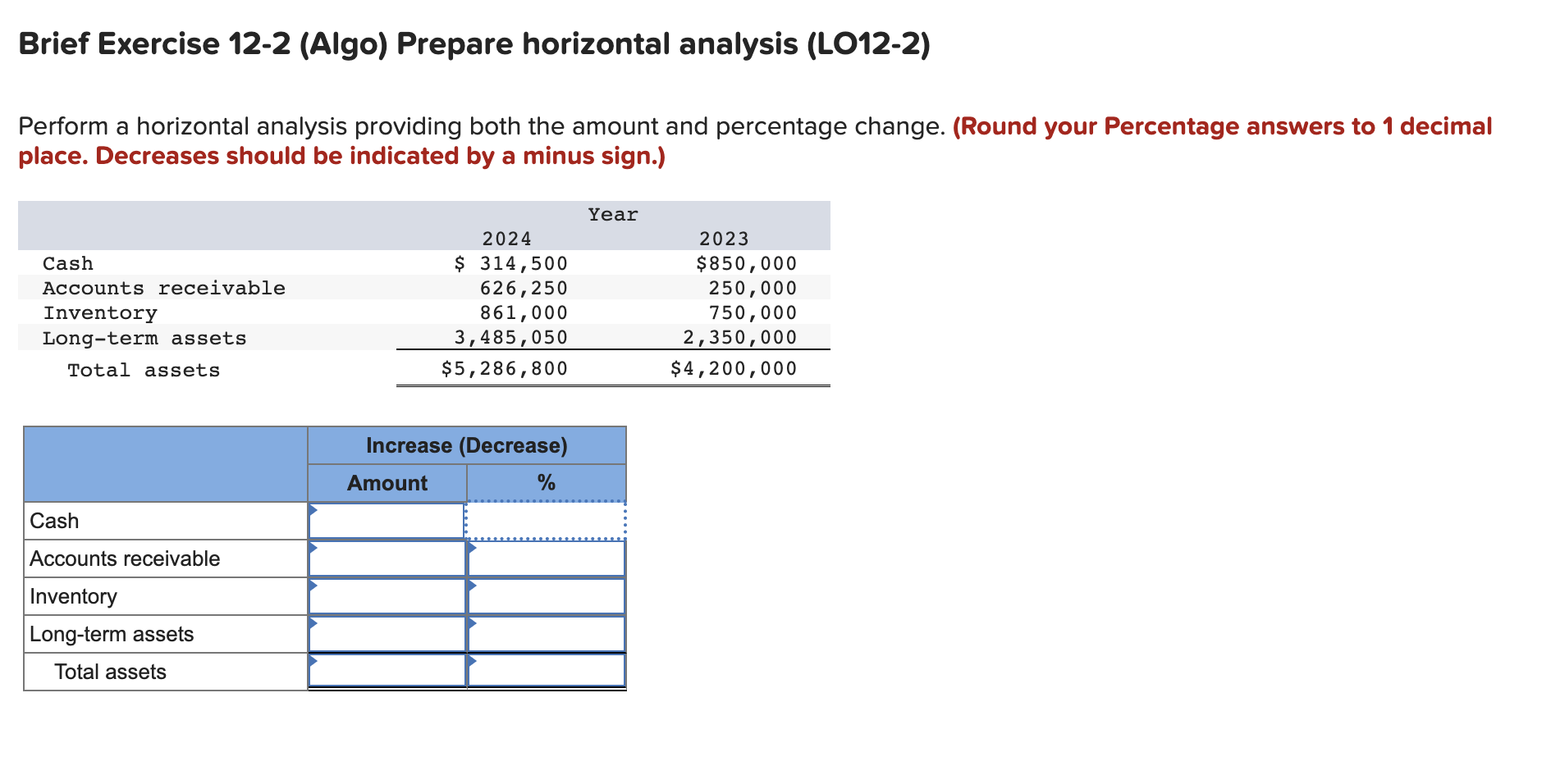 Solved Brief Exercise 12-2 (Algo) Prepare horizontal | Chegg.com