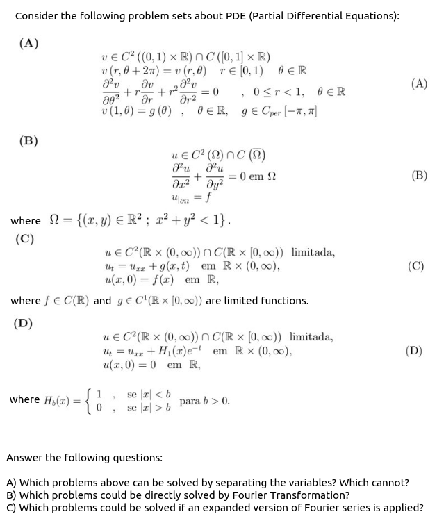 Solved Consider the following problem sets about PDE | Chegg.com