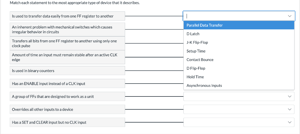 Solved Match each statement to the most appropriate type of | Chegg.com