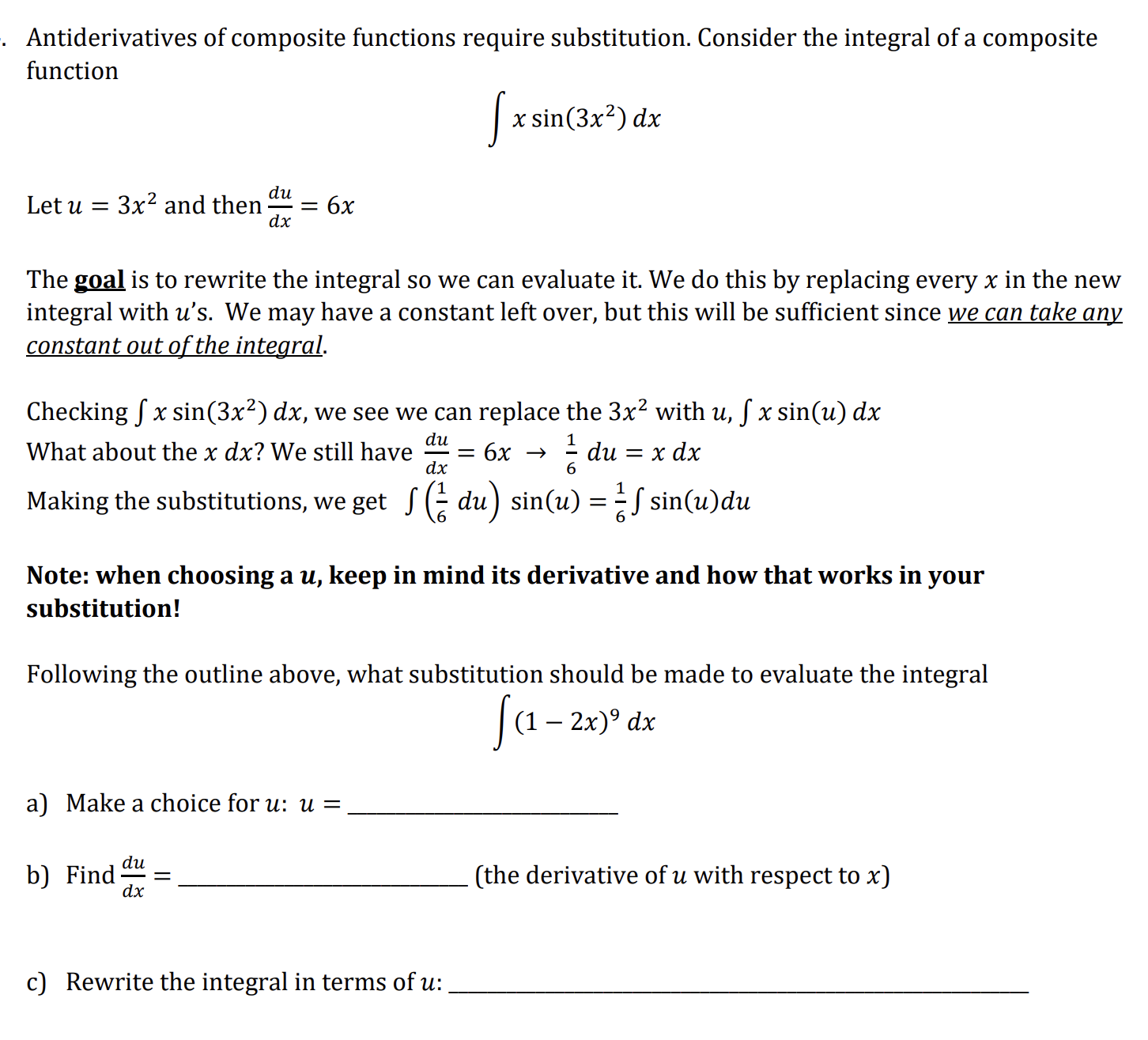 Solved Antiderivatives of composite functions require | Chegg.com