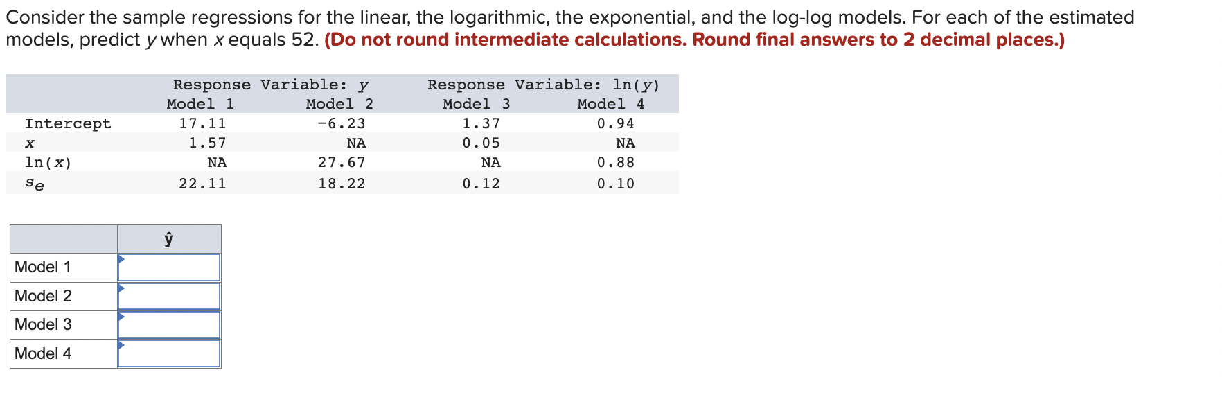 Solved Consider the sample regressions for the linear, the | Chegg.com