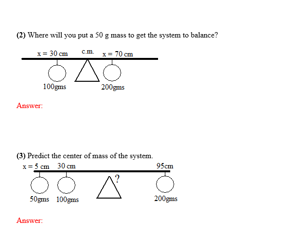 Solved Torques and Center of Mass. The Experiment: In | Chegg.com