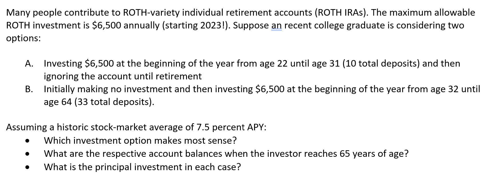 Solved Many people contribute to ROTH-variety individual | Chegg.com