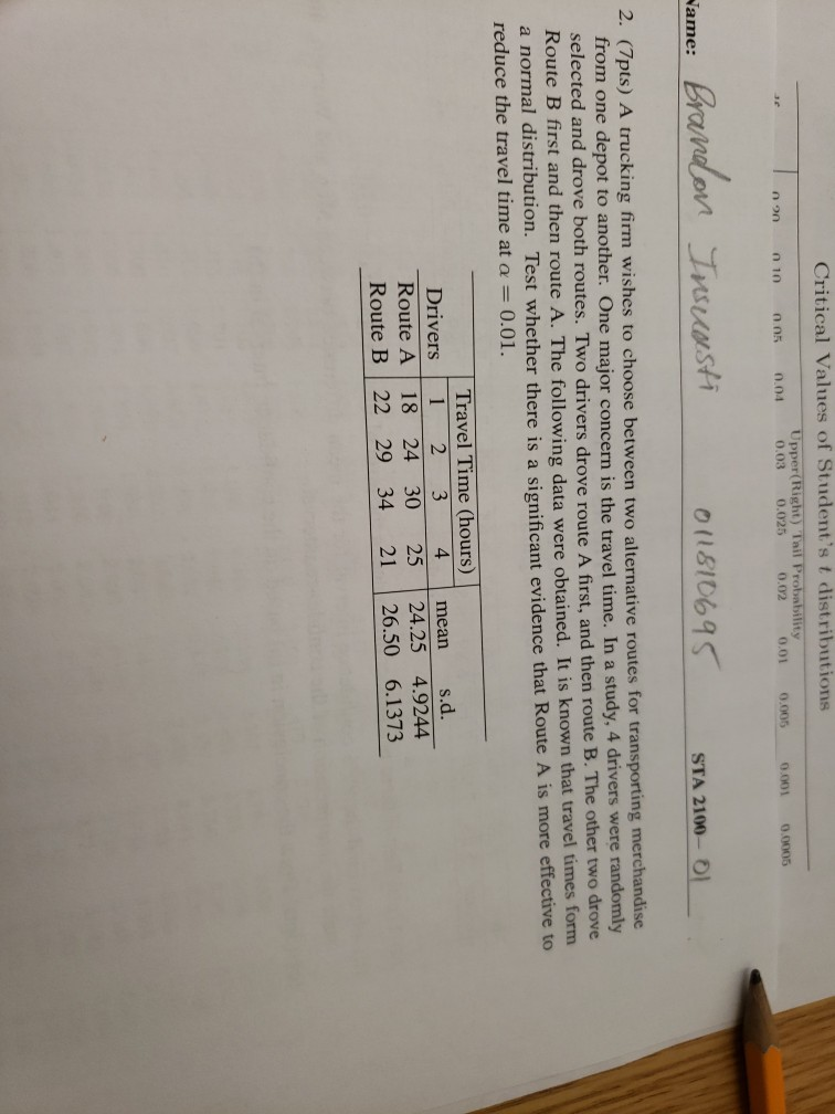 Solved Critical Values of Student's t distributions | Chegg.com