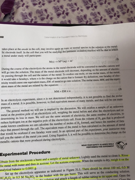 Experiment 31 Data and Calculations: Determination of | Chegg.com