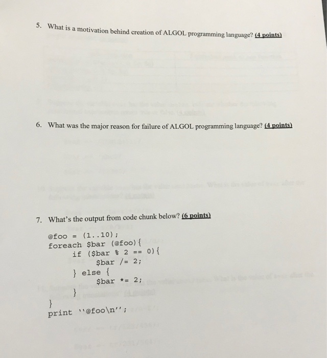 Solved 5. What is a motivation behind creation of ALGOL | Chegg.com
