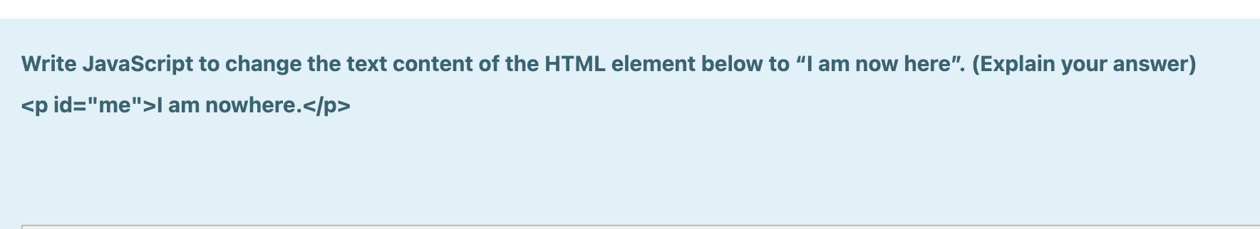 Solved Write JavaScript to change the text content of the | Chegg.com