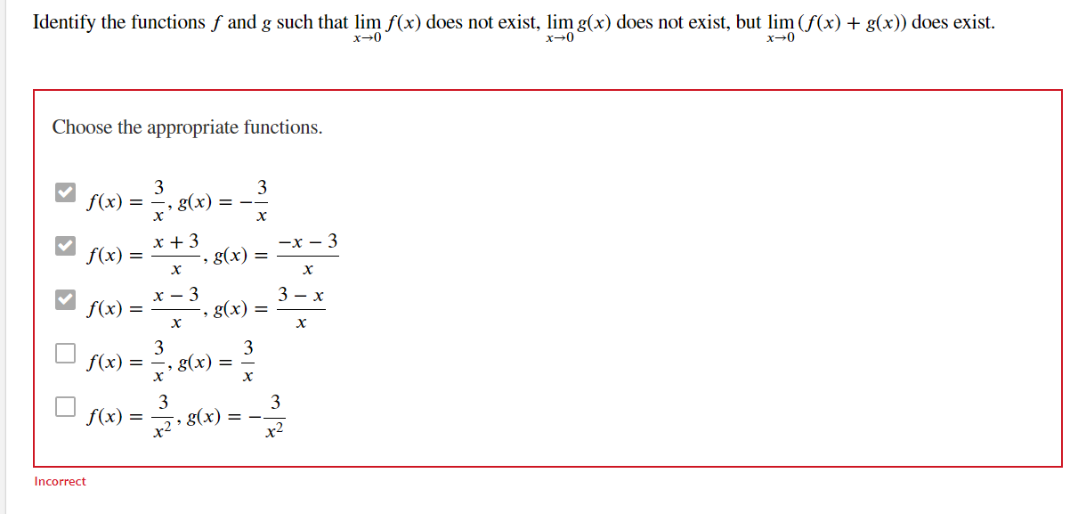 Solved Identify the functions f and g such that limx→0f(x) | Chegg.com