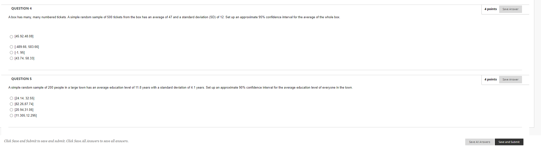 Solved [45.92,48.08] −489.66,583.66]∼−1,95]43.74,58.33] | Chegg.com