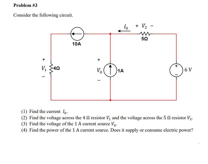Solved Consider the following circuit. (1) Find the current | Chegg.com