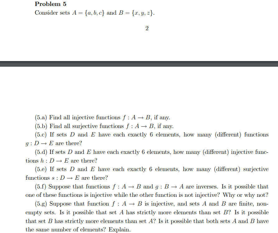 Solved Problem 5 Consider sets A-ta, b, c} and {x, y, z} | Chegg.com